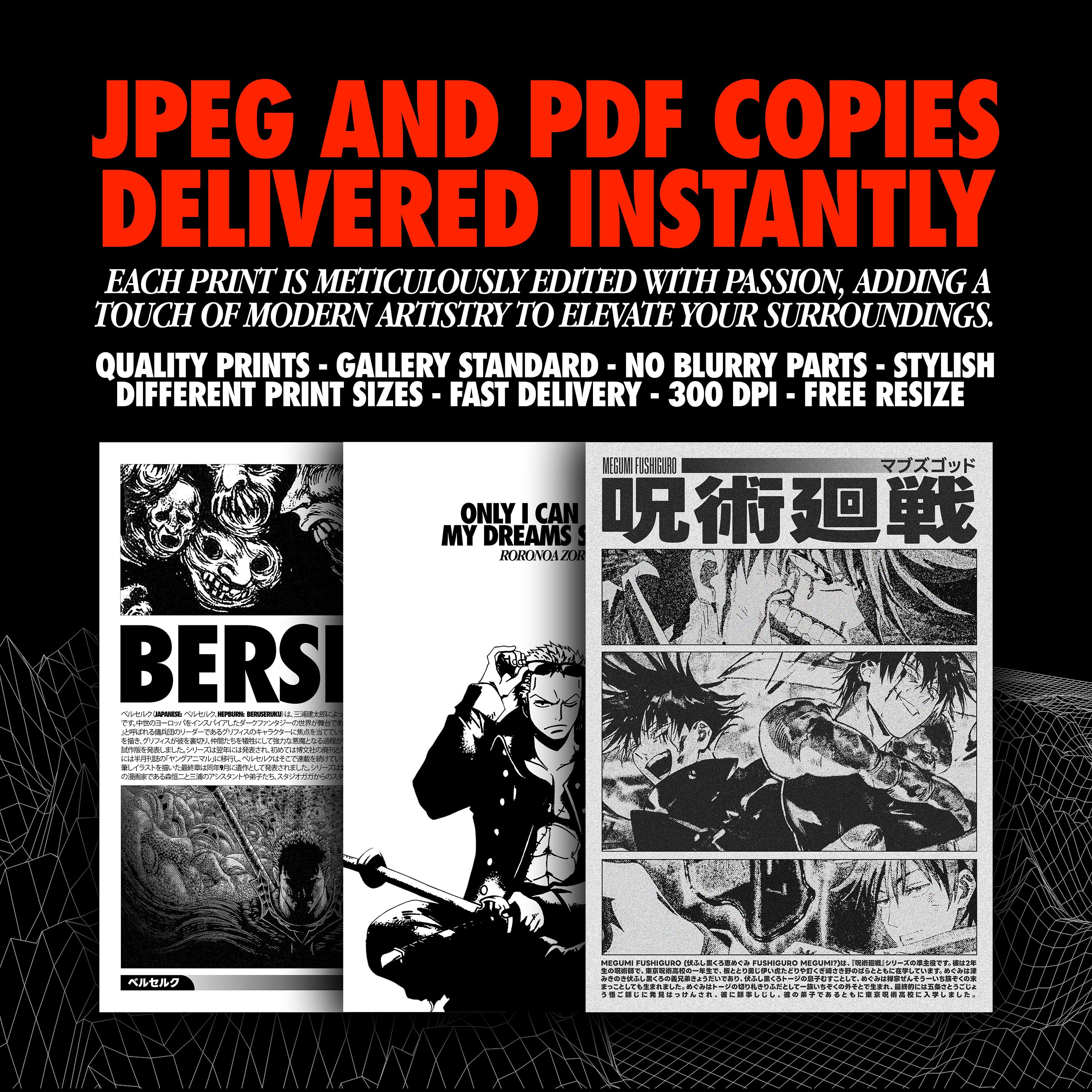 Jujutsu Kaisen Fushiguro Megumi V2 Poster 1 Piece Set Manga Art Anime ...