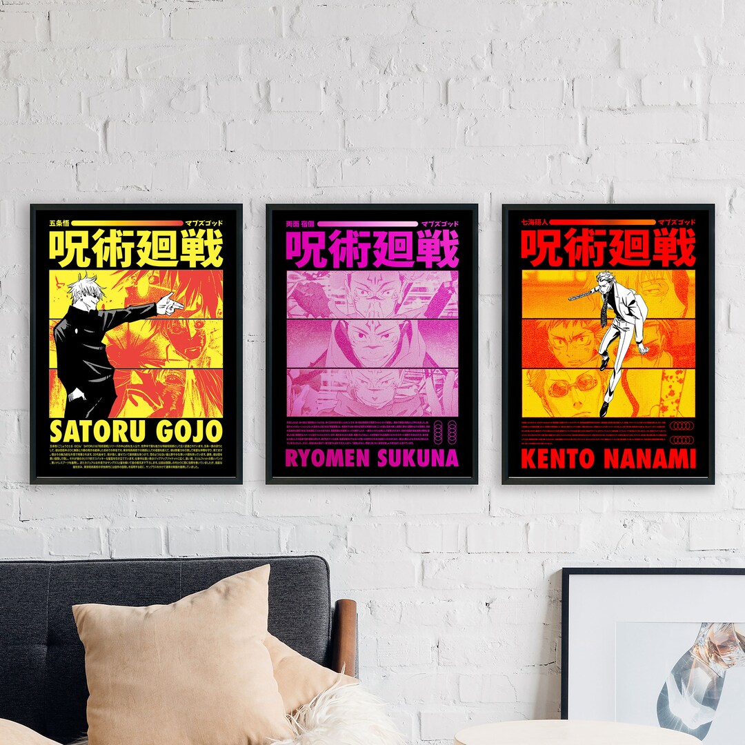 Jujutsu Kaisen Posters V2 3 Piece Set Manga Art Anime Wall Print ...
