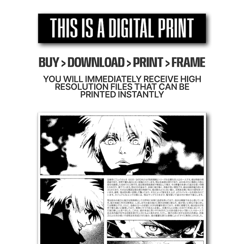 Jujutsu Kaisen Satoru Gojo Poster 2 Piece Set Manga Art Anime Wall ...