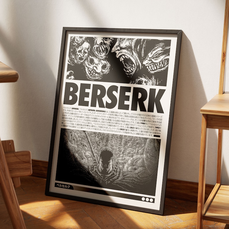 Berserk Posters 3 Piece Set Manga Art Anime Wall Print Minimalist ...