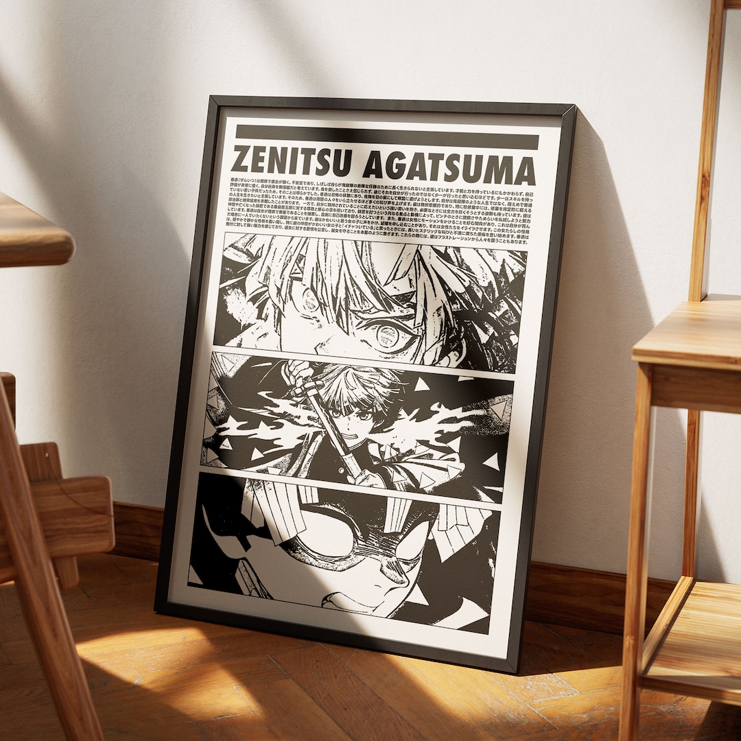 Zenitsu Agatsuma V2 Demon Slayer Anime Digital Poster, Anime Gifts ...