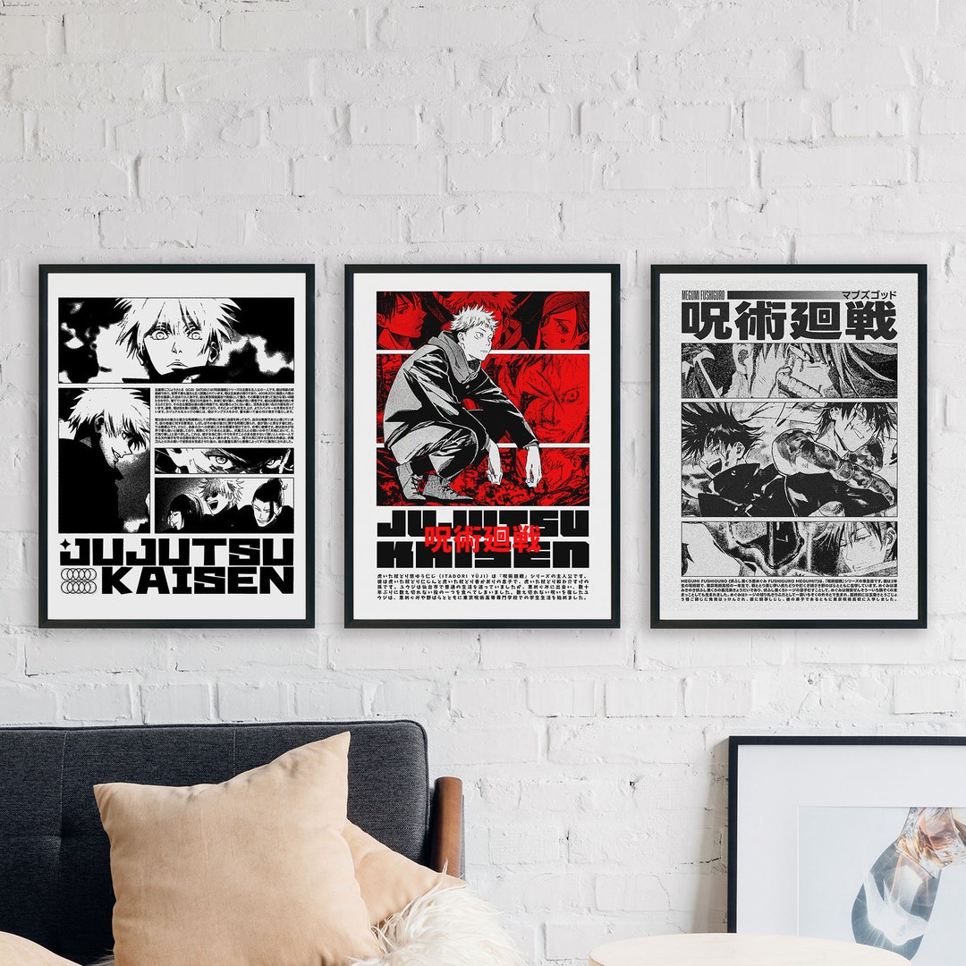 Jujutsu Kaisen Posters 3 Piece Set Manga Art Anime Wall Print ...