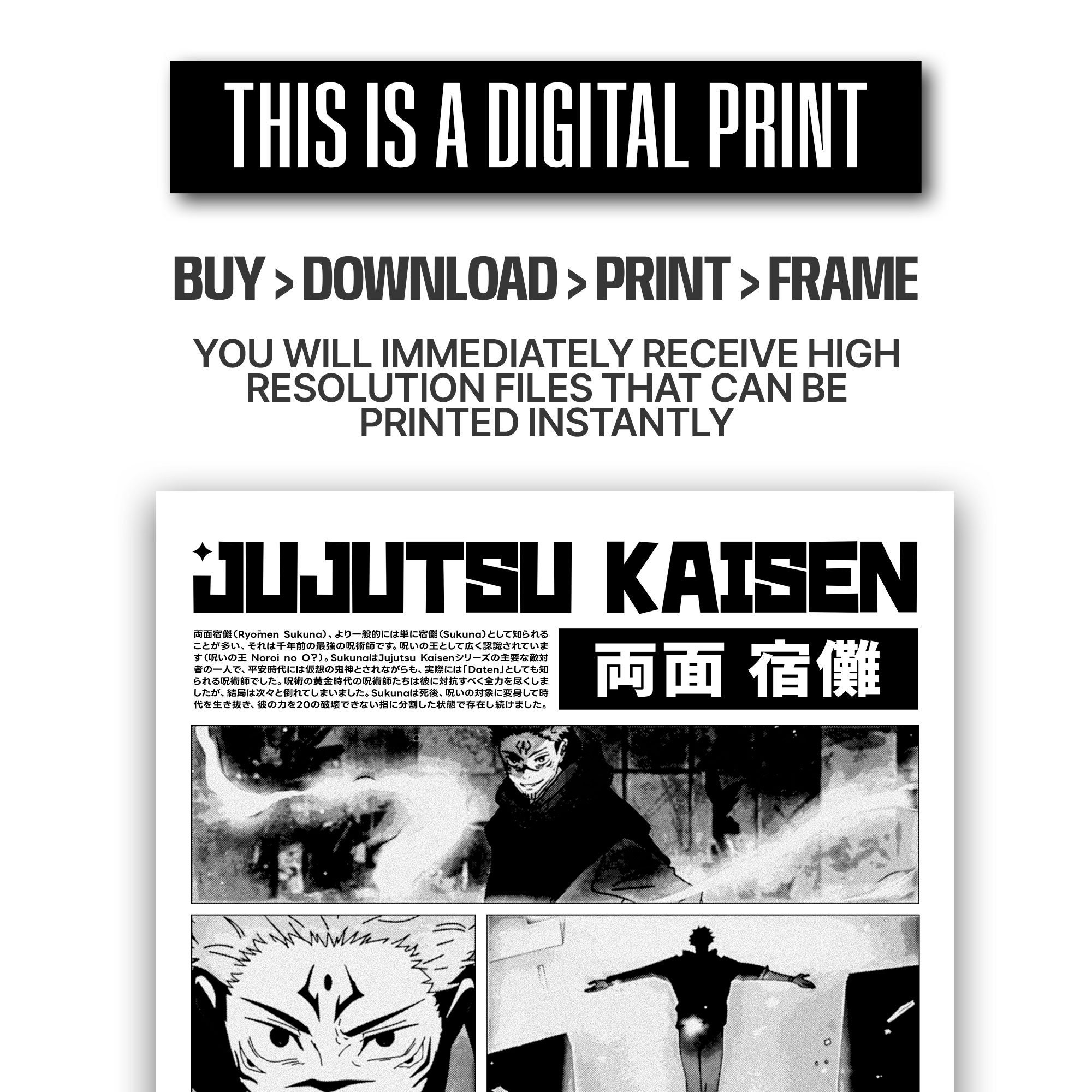Jujutsu Kaisen Sukuna Poster 1 Piece Set Manga Art Anime Wall Print ...