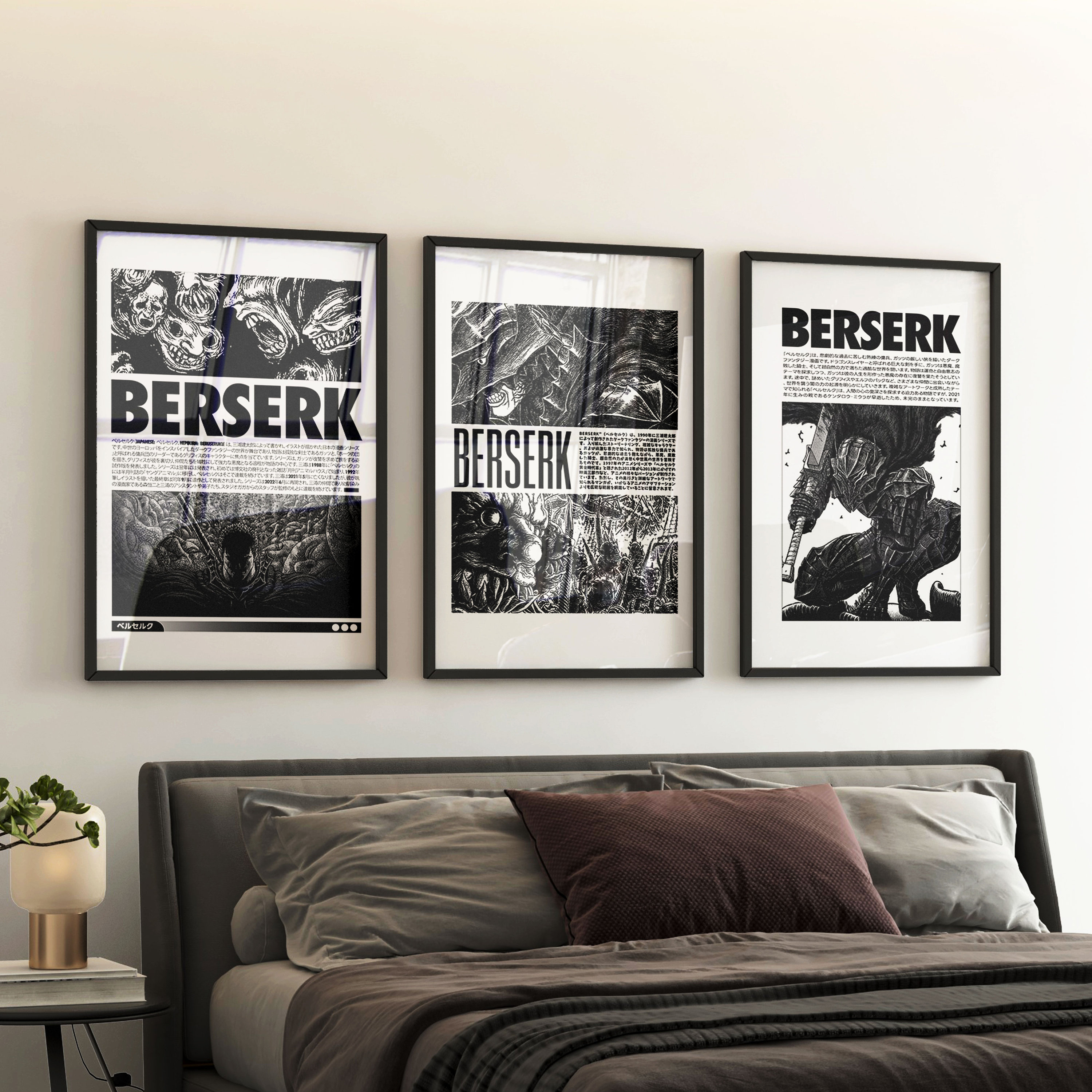 Berserk Posters 3 Piece Set Manga Art Anime Wall Print Minimalist ...