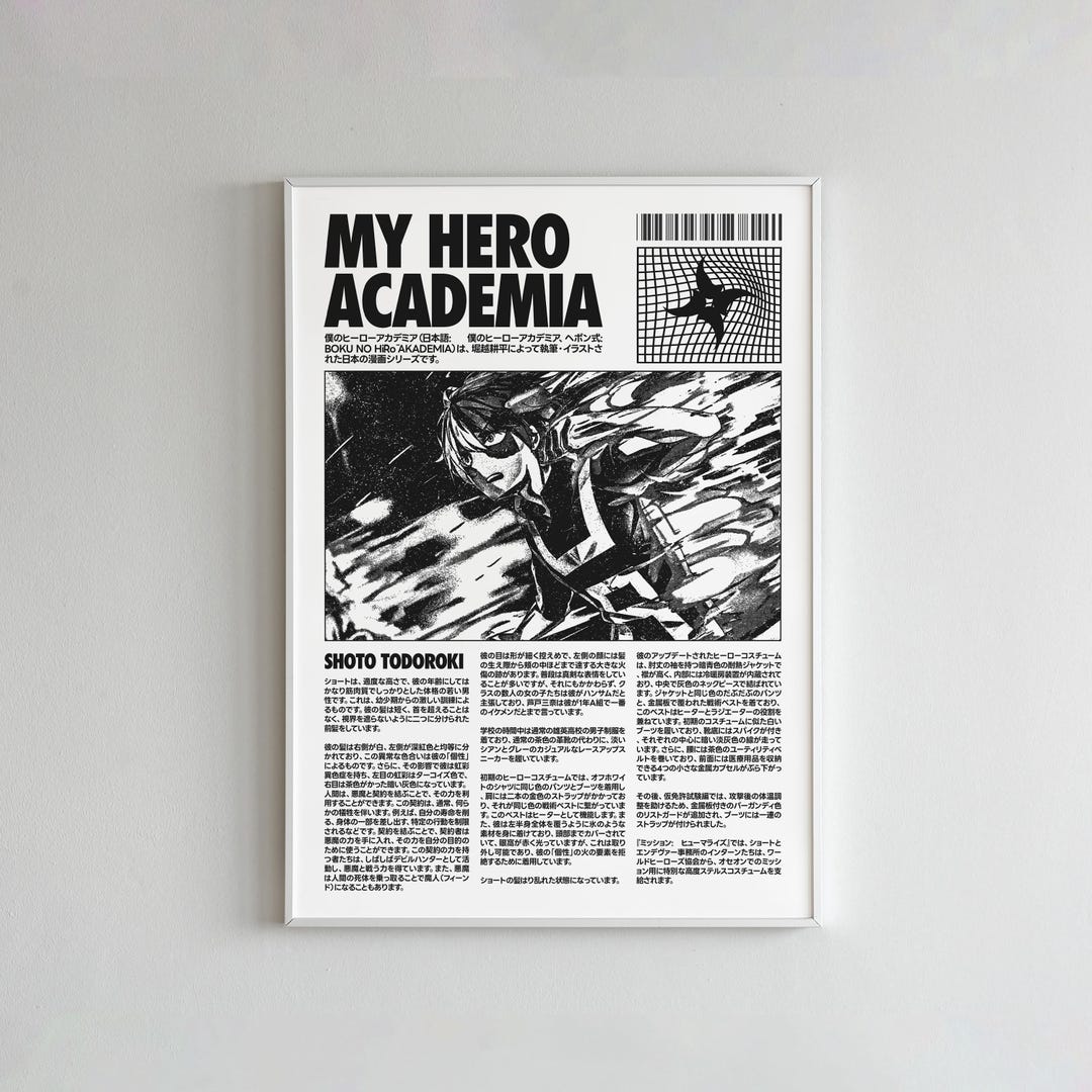 My Hero Academia Shoto Todoroki Set of 1, Printable Anime Poster, Anime ...