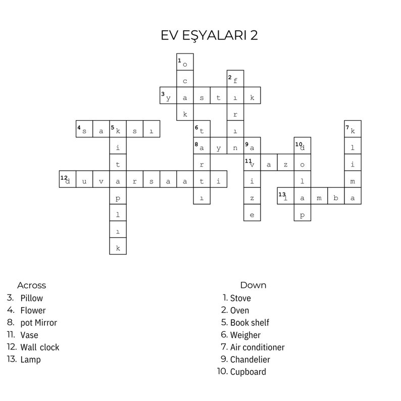 Basic Turkish Word Game - Etsy