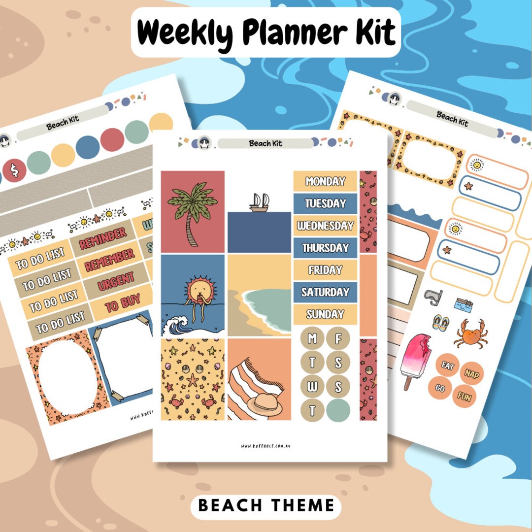Weekly Planner Beach Kit, Beach Theme Stickers, Summer Tropical ...