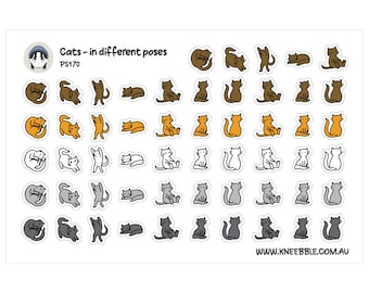 Kawaii Cat Planner Stickers: Cute Poses for Journals and Scrapbooks - Etsy