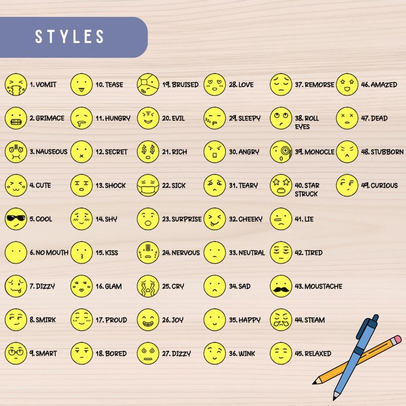 Emotion Face Stickers, Emoticon Feeling Sticker Sheet, Emoji Sticker ...