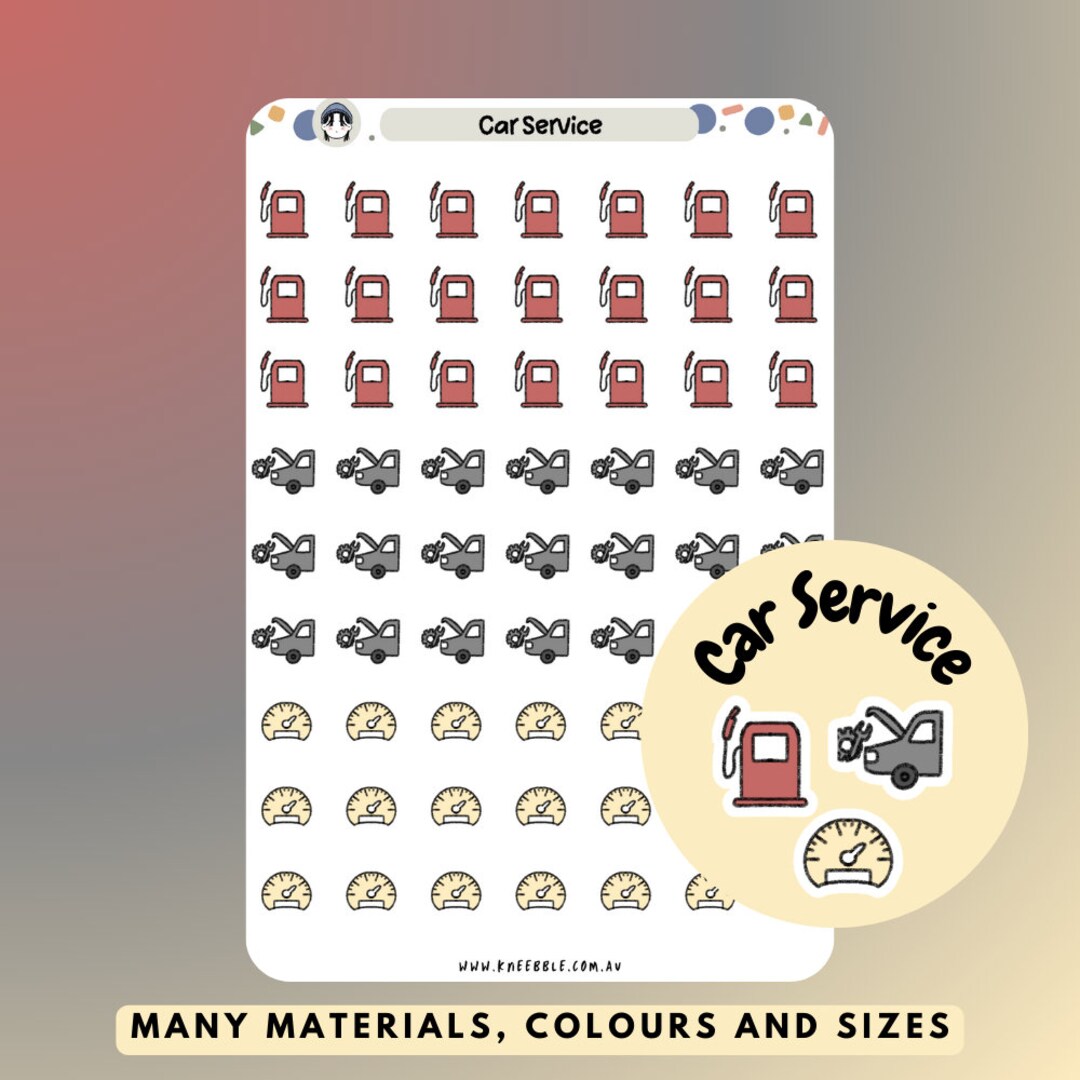 Car Service Stickers, Car Maintenance Sticker Sheet, Fuel Stickers ...