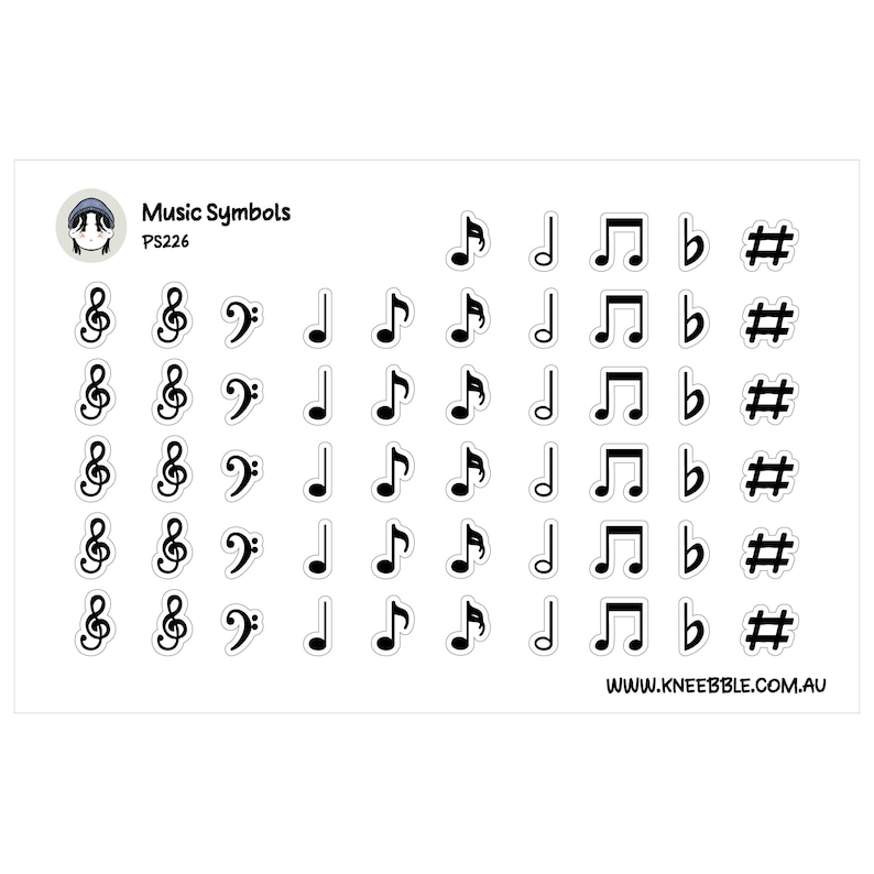 Music Symbols Planner Stickers - Treble Clef and Notes - Etsy