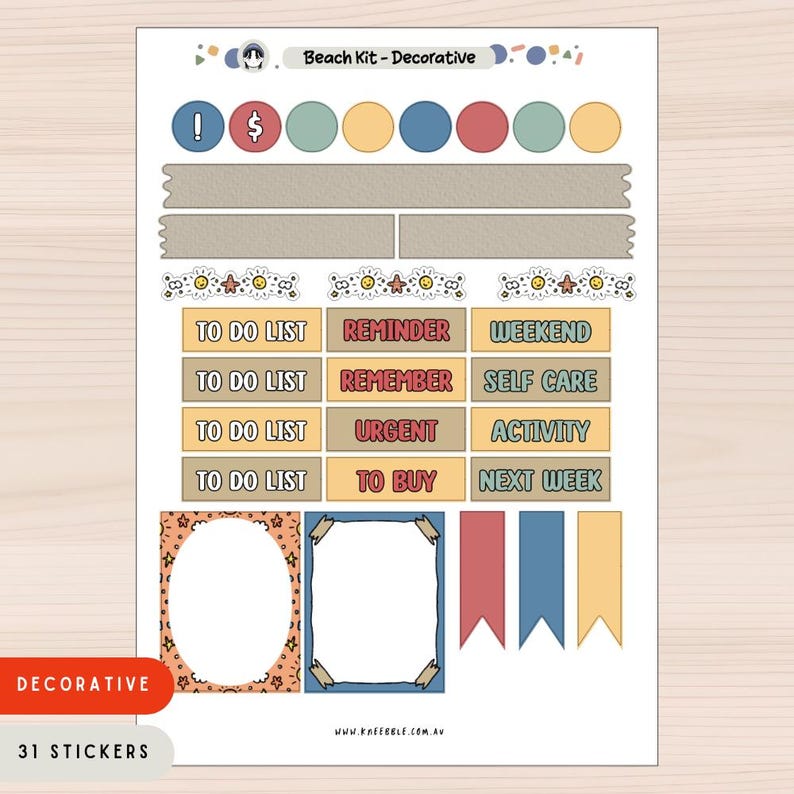 Weekly Planner Beach Kit, Beach Theme Stickers, Summer Tropical ...