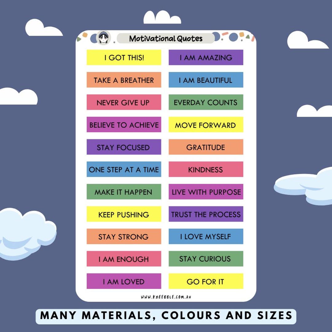 Motivational Quotes Rectangle Label Planner Stickers, Inspirational ...