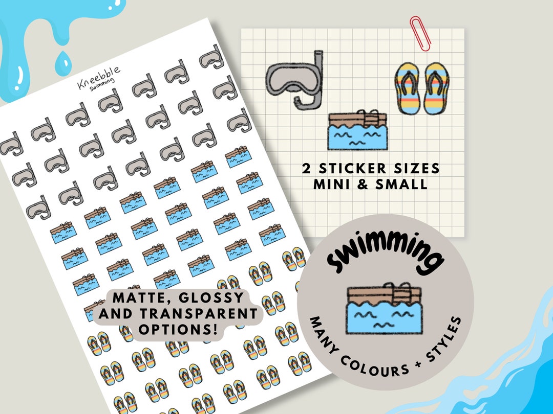 Swimming Stickers, Sport Sticker Sheet, Activity Stickers, Pool Sticker ...
