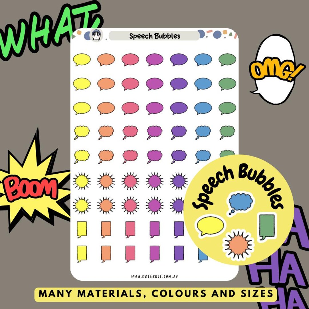 Mini Speech Bubbles Planner Stickers, Chat Comic Manga Conversation ...
