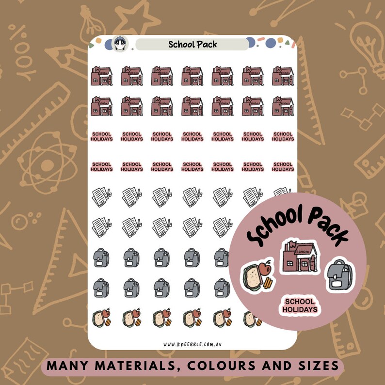 School Stickers, Study Diary Planner, Homework Exams Subjects, Teacher ...