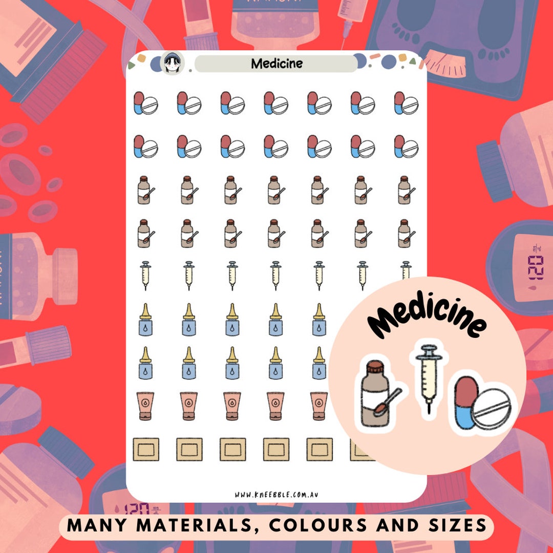 Medicine Stickers, Health Sticker Sheet, Medical Stickers, Pills ...