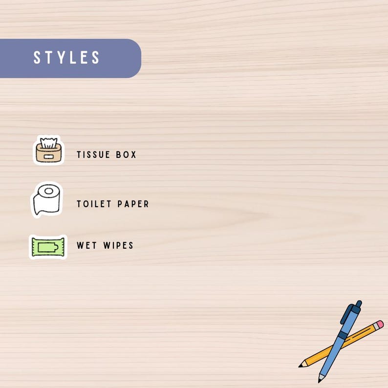 Tissue Paper Stickers, Toilet Paper Stickers, Wet Wipes Sticker ...