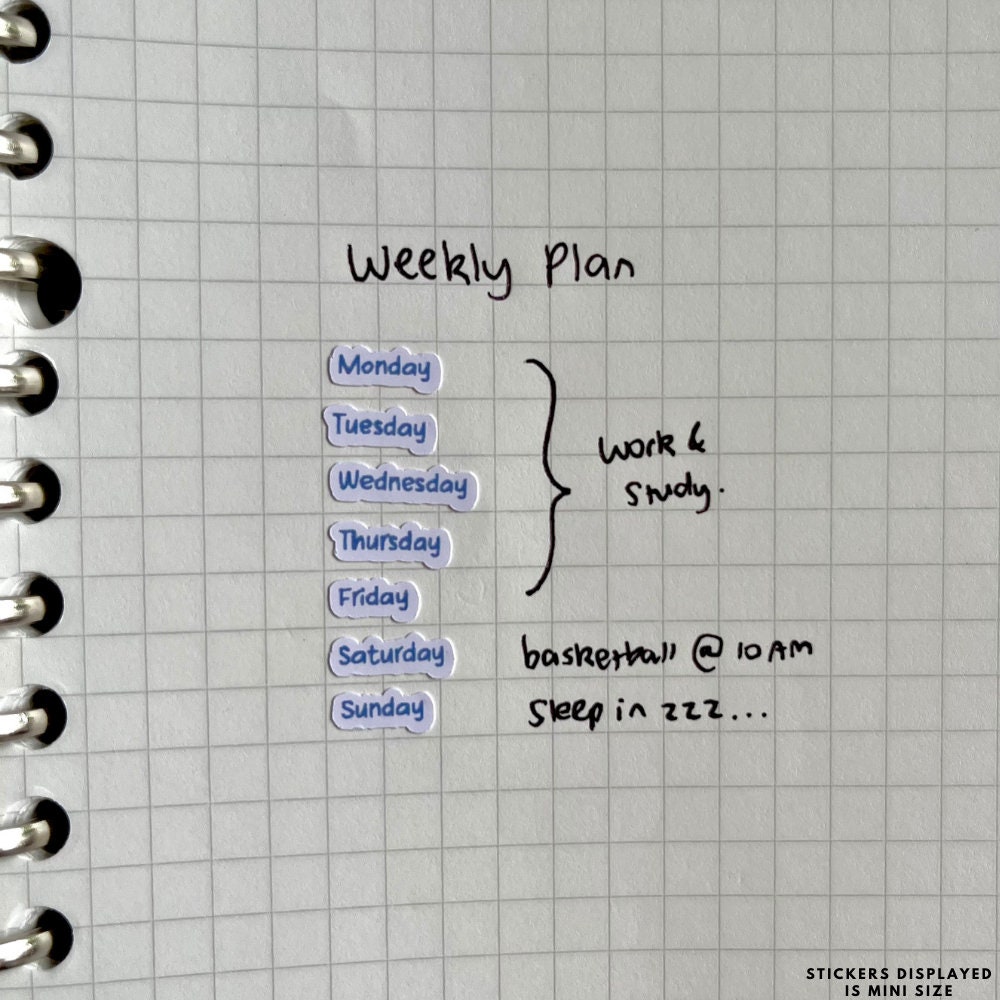 Days of the Week Stickers, Weekly Planner Stickers, Day Labels, Day ...