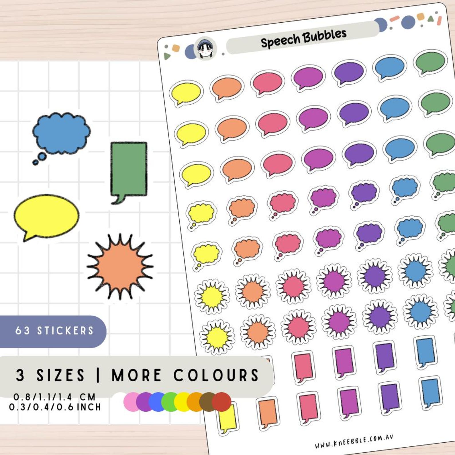 Mini Speech Bubbles Planner Stickers, Chat Comic Manga Conversation ...