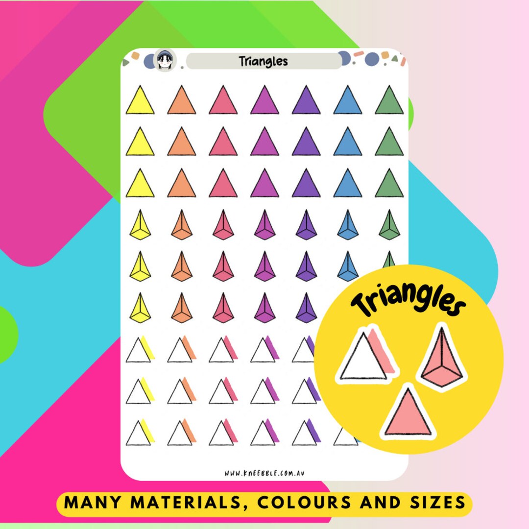 Triangle Stickers Custom Colors & Styles for Planners, Calendars, and ...