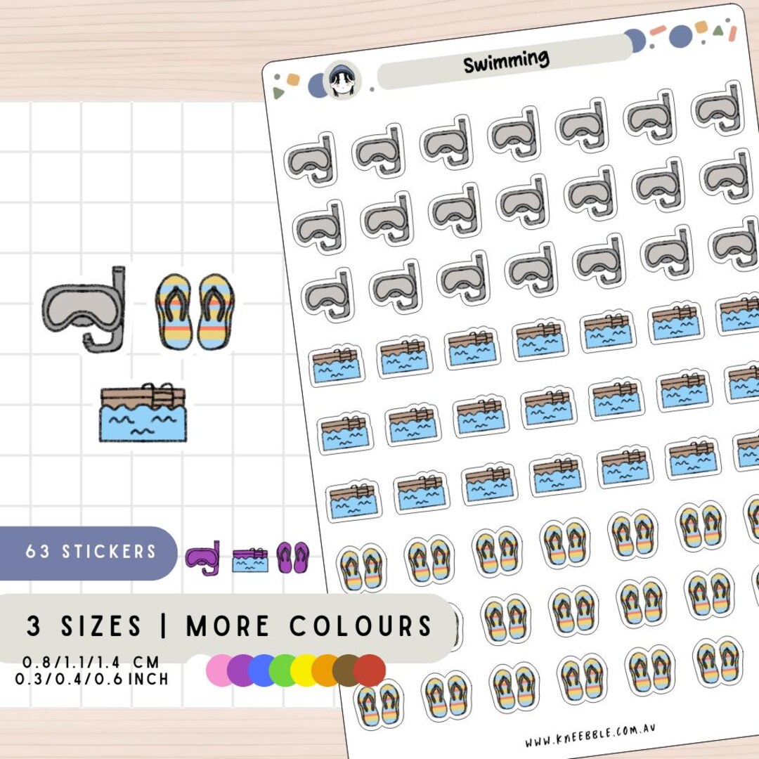 Swimming Stickers, Sport Sticker Sheet, Activity Stickers, Pool Sticker ...