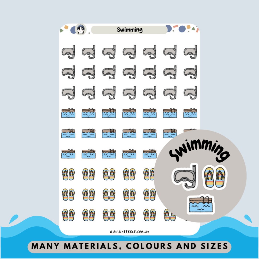 Swimming Stickers, Sport Sticker Sheet, Activity Stickers, Pool Sticker ...