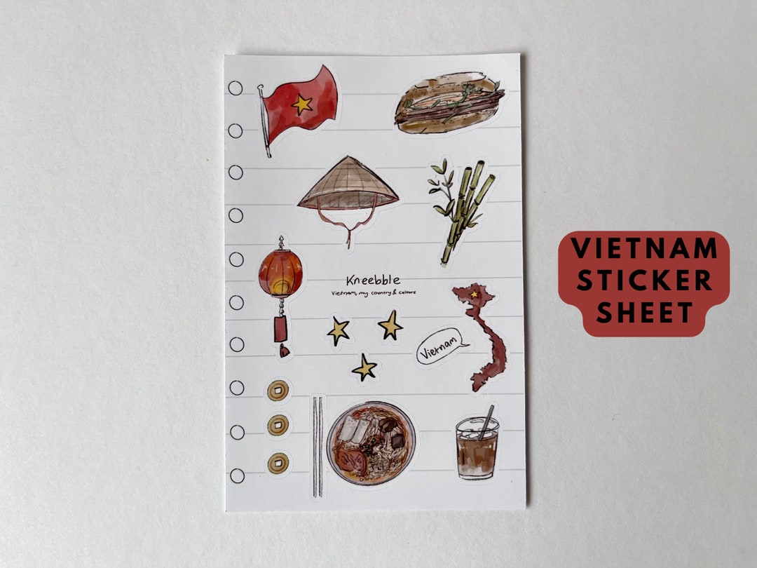 Vietnam Sticker Sheet, Vietnam Food and Culture, Country Stickers ...