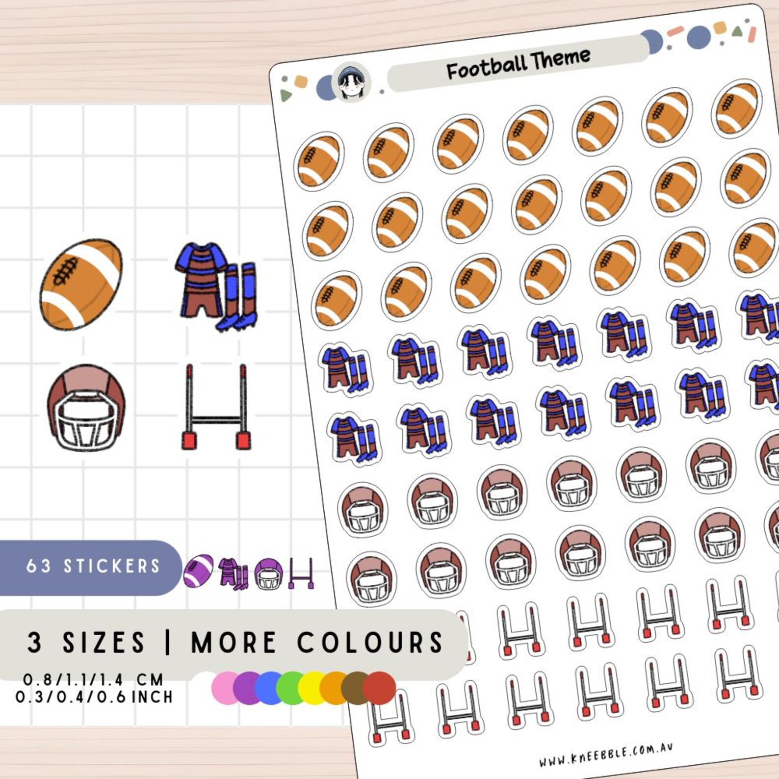Football Rugby AFL Sport Planner Stickers, Game Day Athlete Team Sport ...