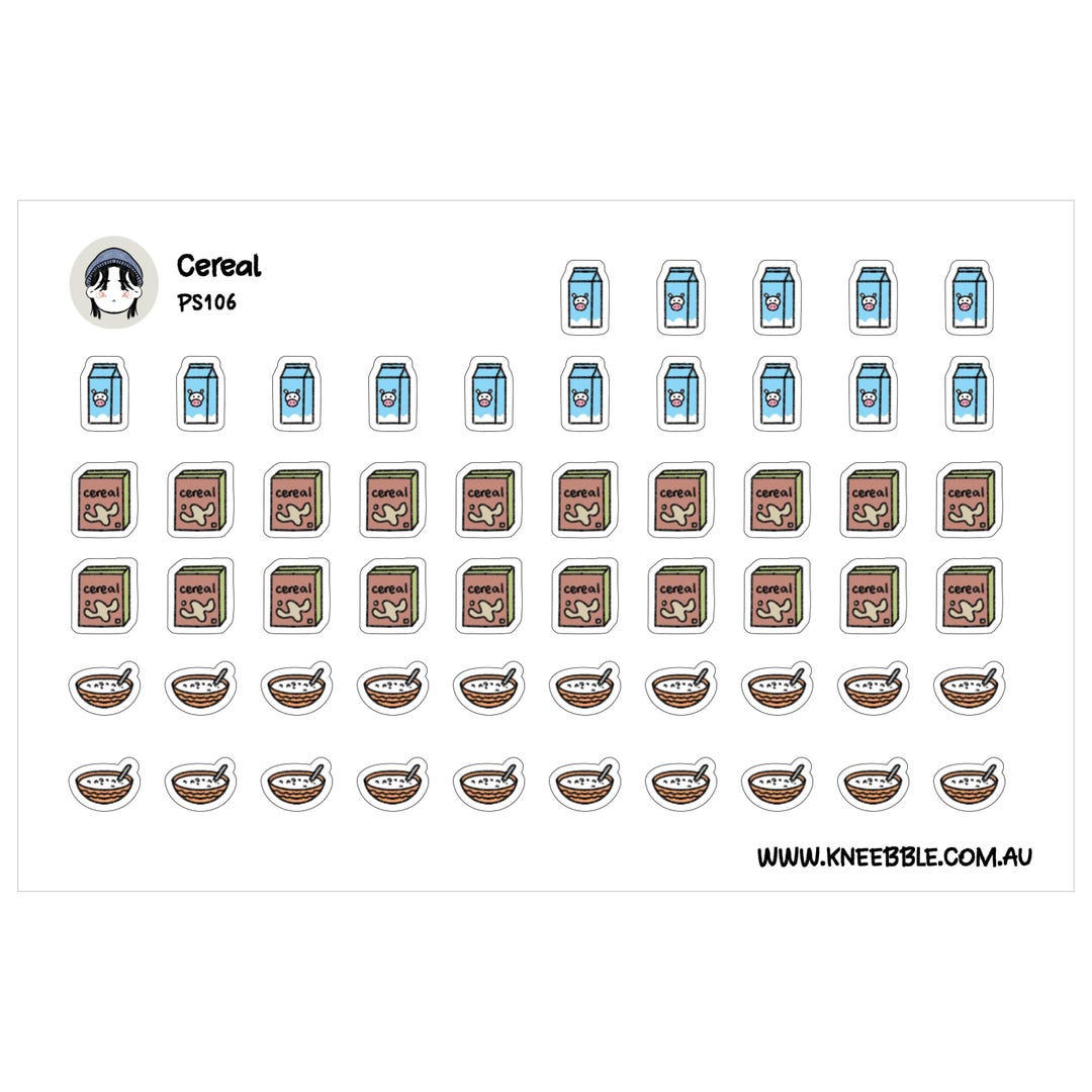 Breakfast Planner Stickers Cereal Bowls Milk Cartons Cute Icons - Etsy