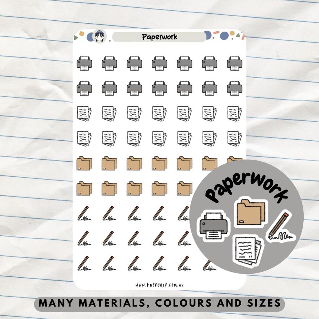 Paperwork Office Tasks Planner Stickers, Filing Document Supplies ...