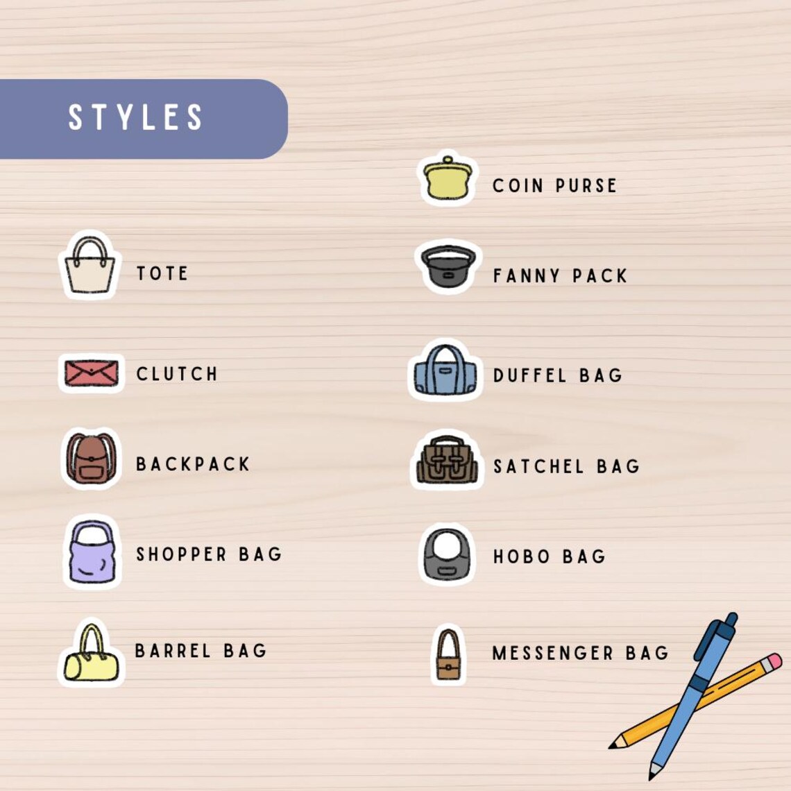 Bag Stickers, Backpack Stickers, Fashion Stickers, Accessory Planner ...