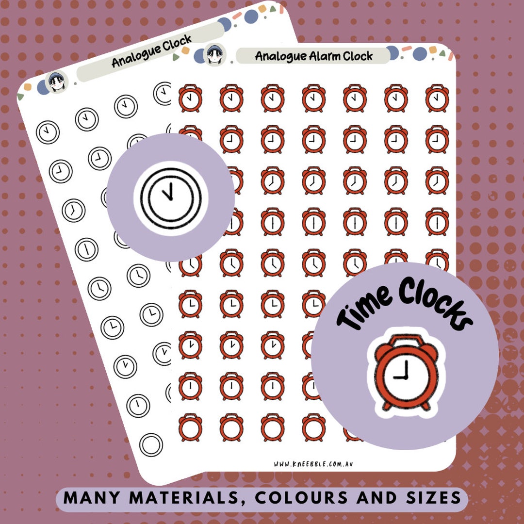 Clock Planner Stickers, Analogue Clock Stickers, Hourly Time Tracker ...