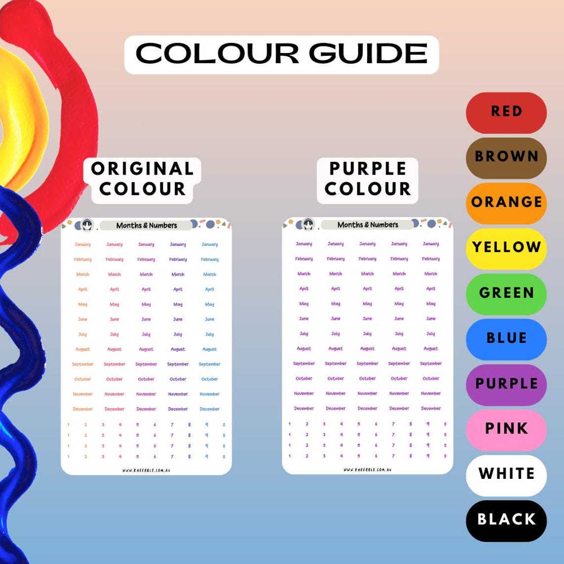 Months and Numbers Stickers, Monthly Planner Stickers, Month Labels ...