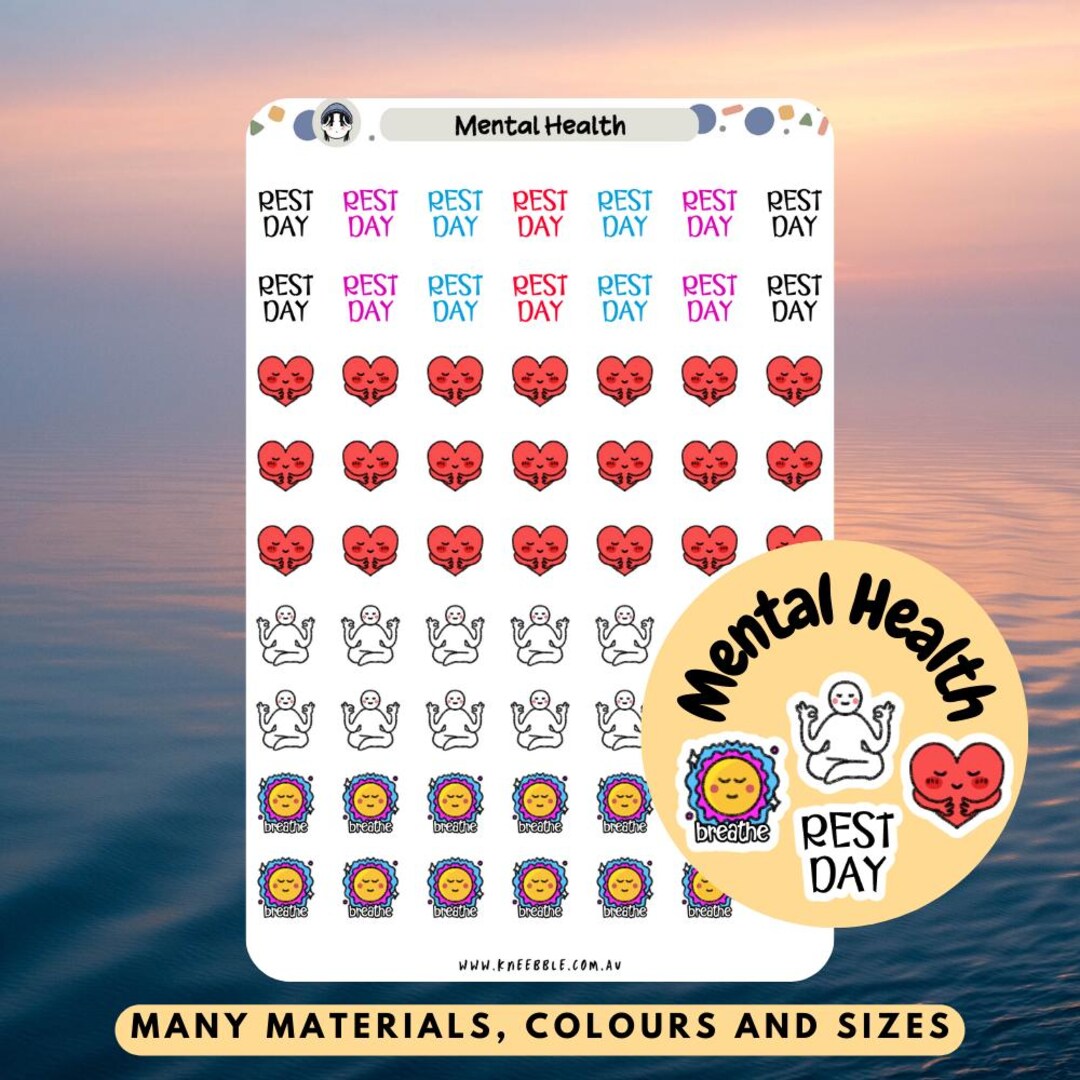 Mental Health Self Care Planner Stickers, Positive Affirmation Mood ...