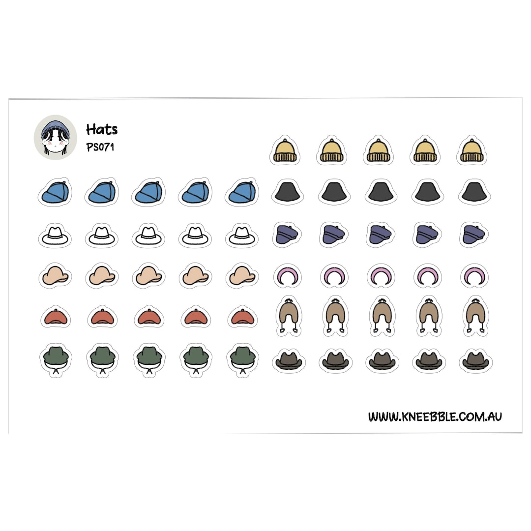 Cute Hat Stickers: Planner and Journal Accessories - Etsy