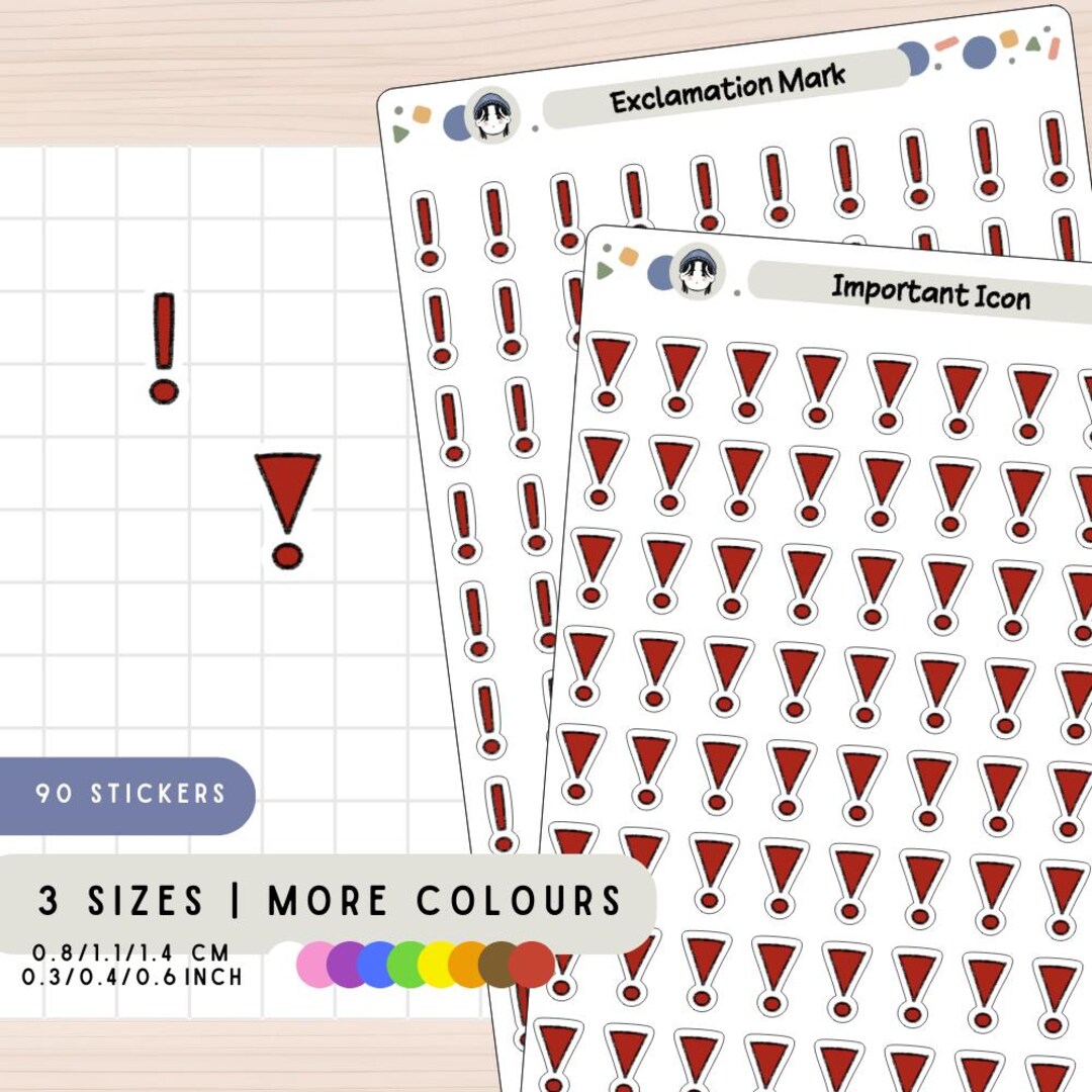 Important Priority Icon Planner Stickers, Exclamation Mark Reminder ...