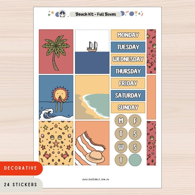Weekly Planner Beach Kit, Beach Theme Stickers, Summer Tropical ...