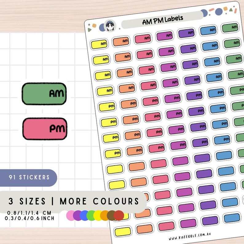 AM PM Labels Planner Stickers, Morning Night Stickers, Time Schedule ...