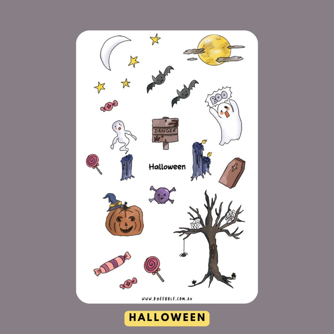 Spooky Halloween Stickers, Ghost Sticker, Trick or Treat Jack O Lantern ...