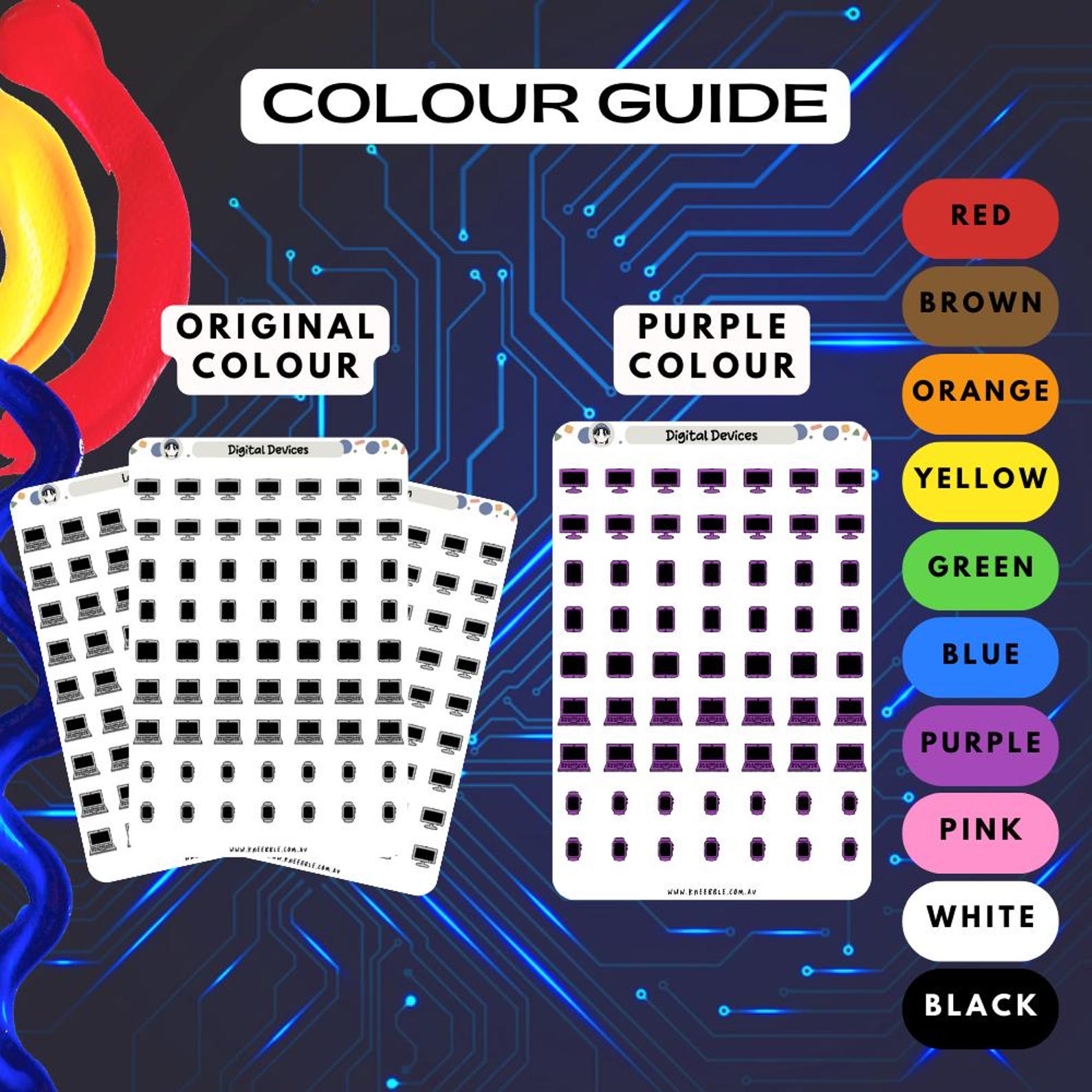 Digital Device Stickers, Technology Stickers, Electronic Sticker Sheet ...