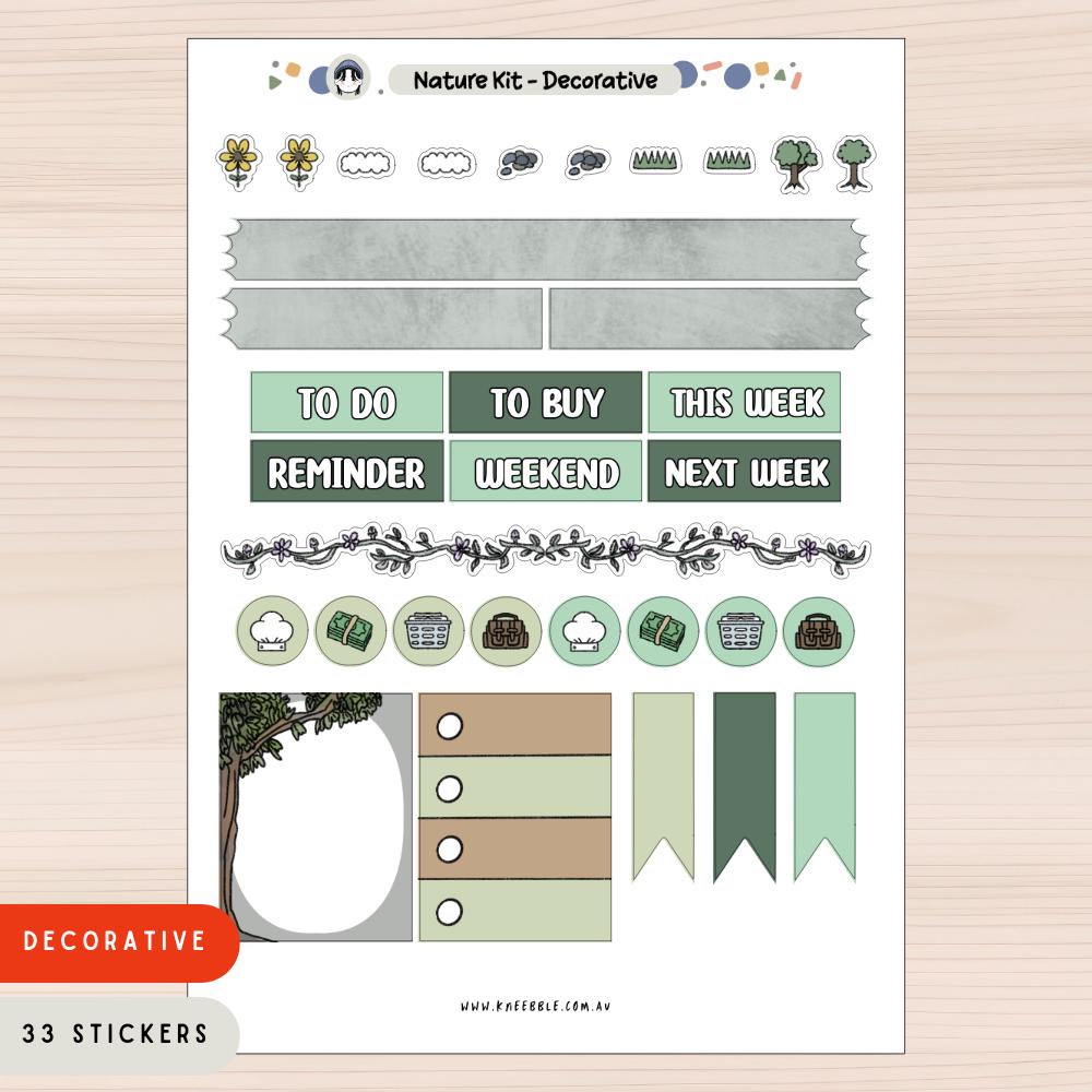 Weekly Planner Nature Kit, Nature Environment Planner Stickers, Task ...