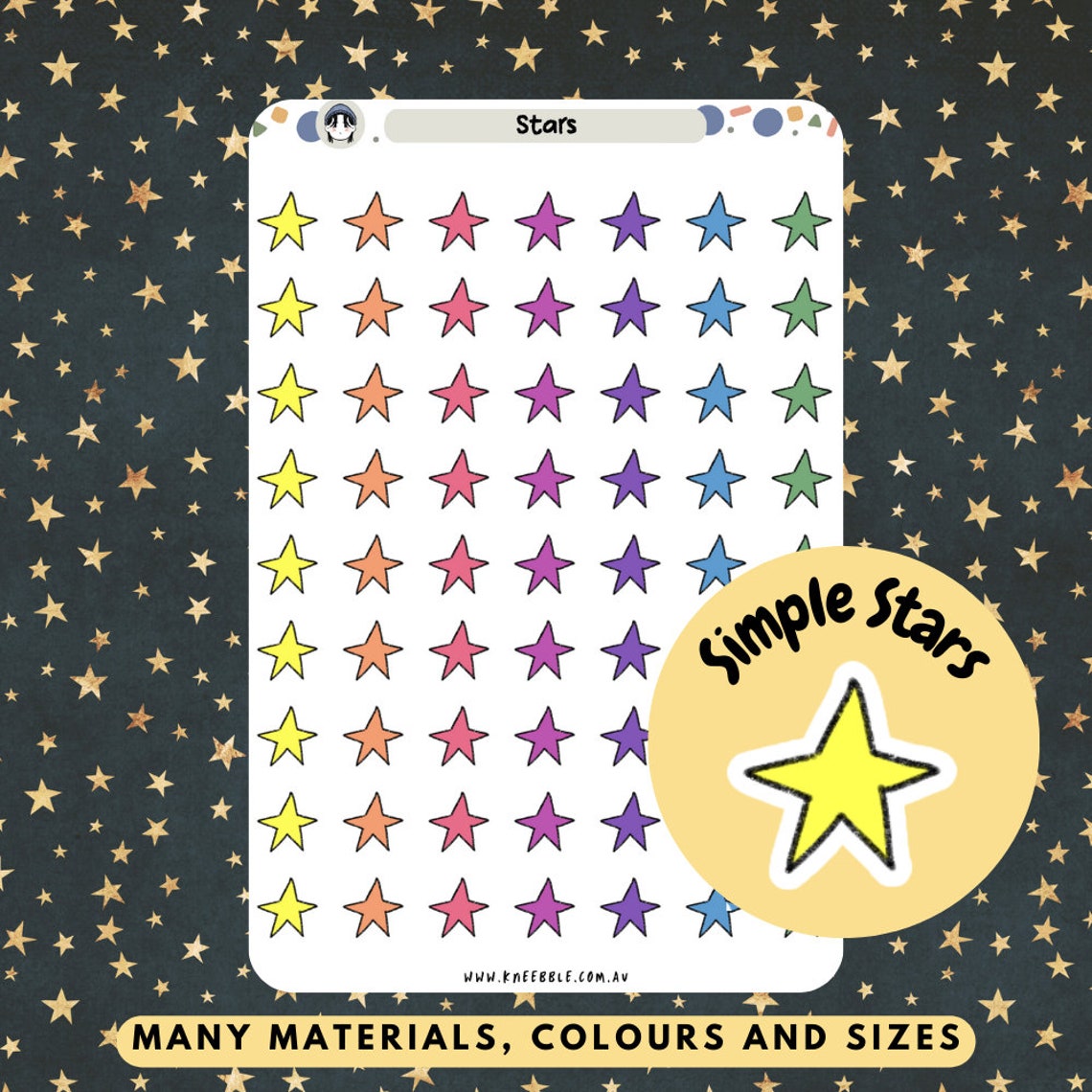 Tiny Star Stickers, Double Star Stickers, Star Icon Sticker Sheet for ...