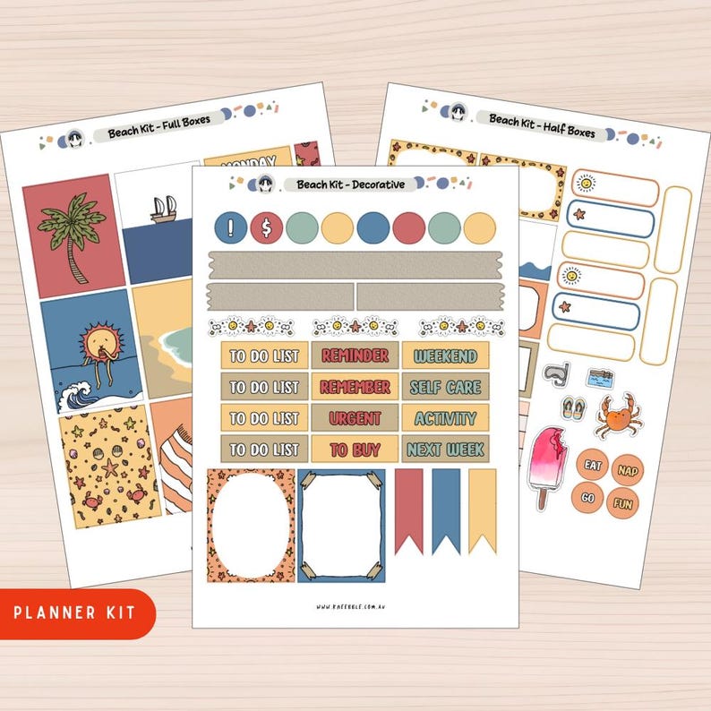 Weekly Planner Beach Kit, Beach Theme Stickers, Summer Tropical ...