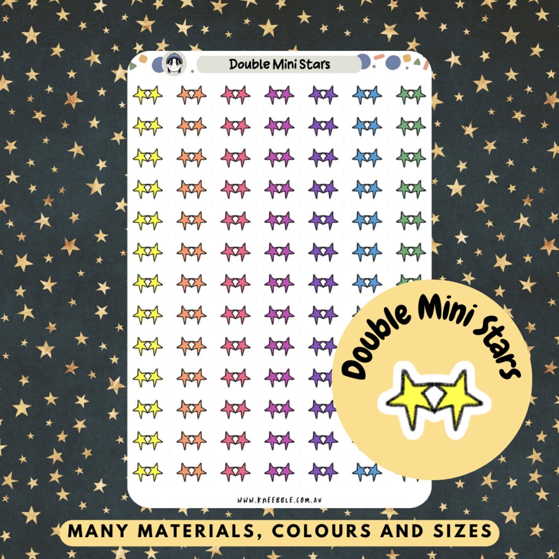 Tiny Star Stickers, Double Star Stickers, Star Icon Sticker Sheet for ...