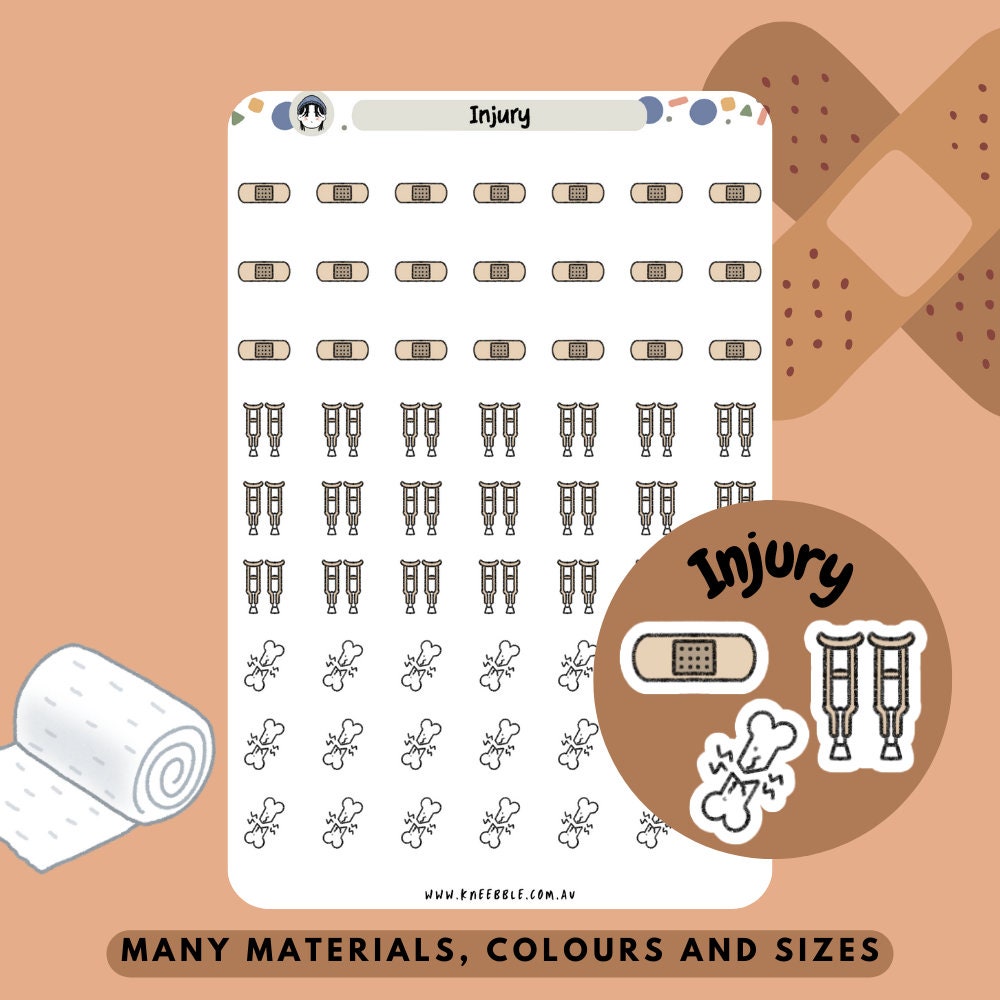 Injury Health Planner Stickers, Damage Recovery Healthcare Sticker ...