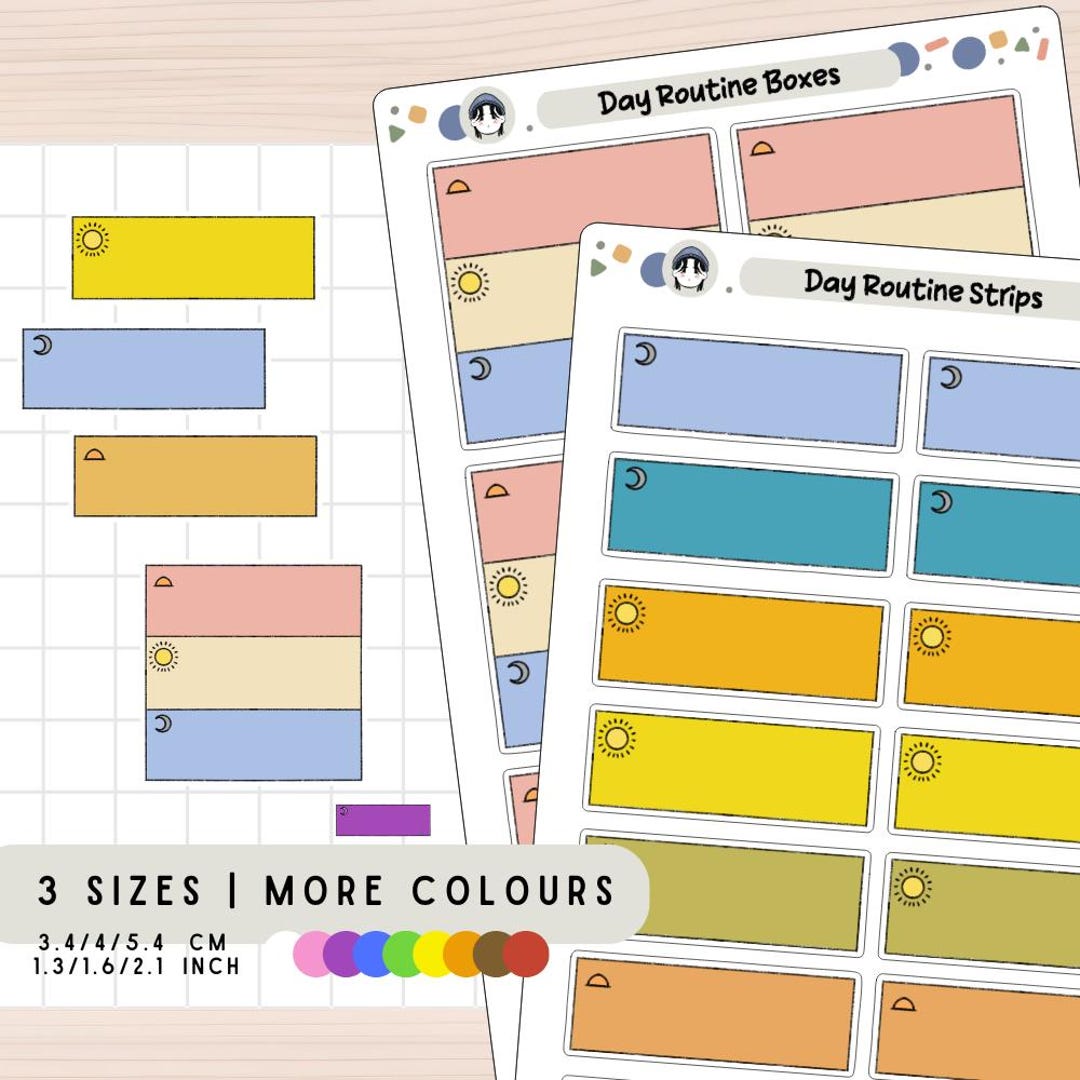 Time Block Day Routine Planner Stickers, Morning Afternoon Night Label ...