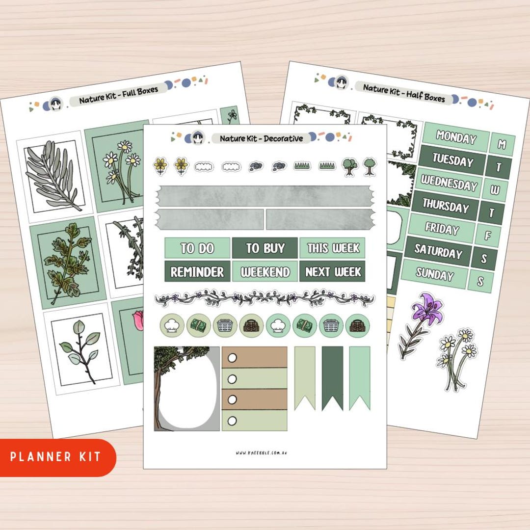 Weekly Planner Nature Kit, Nature Environment Planner Stickers, Task ...