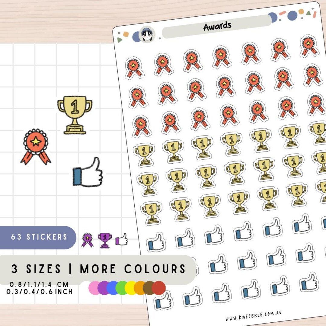 Award Planner Stickers, Achievement Sticker Sheet, Thumbs up Labels ...