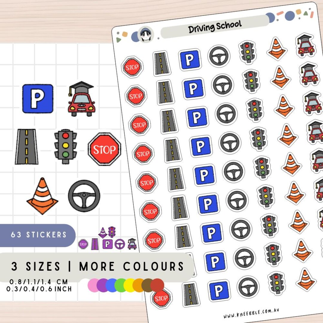 Driving School Planner Stickers, Learn License Practice Road Test ...